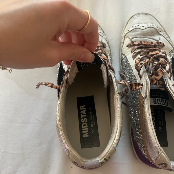 Golden Goose | Shoes | Authentic Silver Sequin Cheetah Lace Mid Star ...